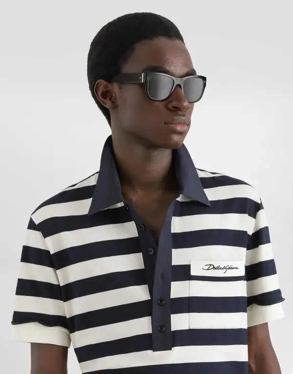 Dolce & Gabbana Striped Jersey Polo Shirt