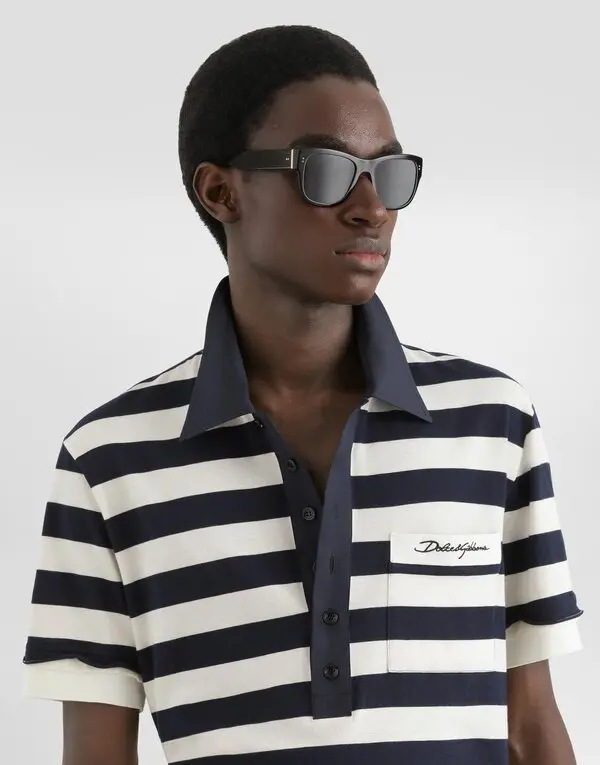 Dolce & Gabbana Striped Jersey Polo Shirt