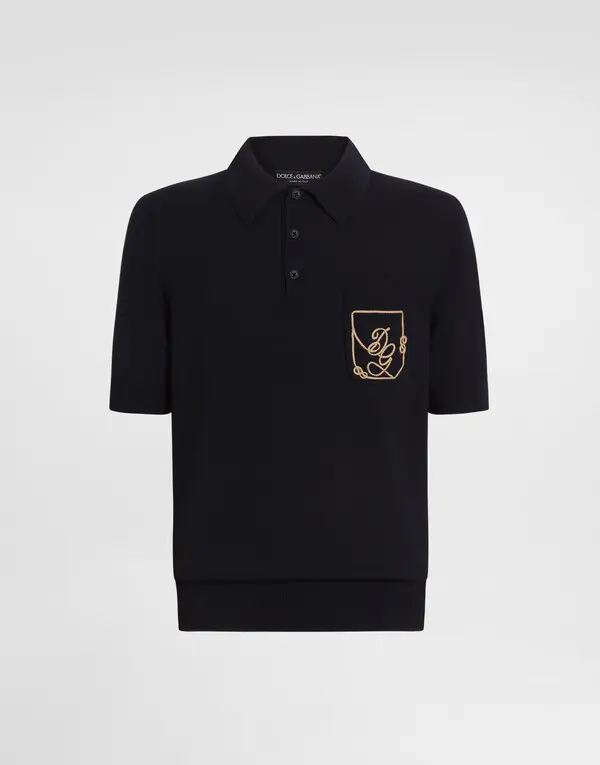 Dolce & Gabbana Virgin Wool Polo Shirt With Logo - Blue