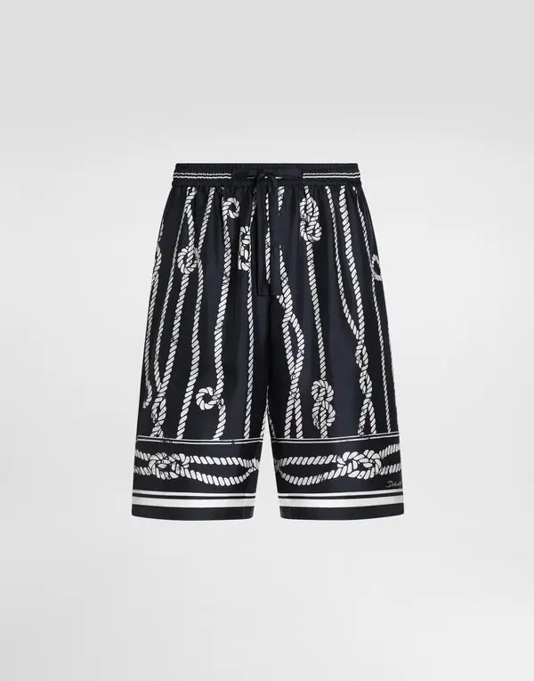Dolce & Gabbana Marina-print Silk Twill Vanity Bermuda Shorts