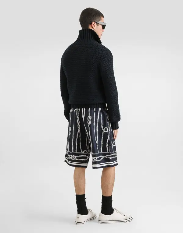 Dolce & Gabbana Marina-print Silk Twill Vanity Bermuda Shorts
