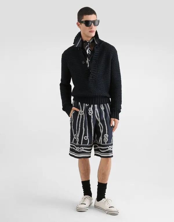 Dolce & Gabbana Marina-print Silk Twill Hawaii Shirt