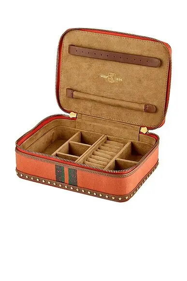 Wolf Ida Travel Zip Jewelry Case With Handle - Orange