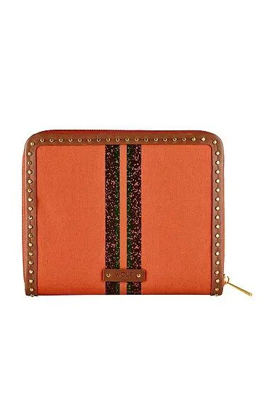 Wolf Ida Travel Jewelry Portfolio With Leather Trim And Brass Studs
