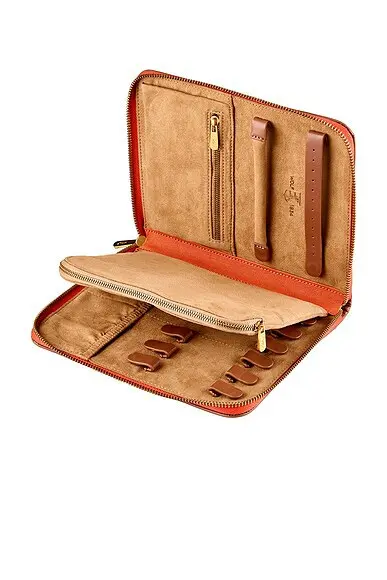 Wolf Ida Travel Jewelry Portfolio With Leather Trim And Brass Studs