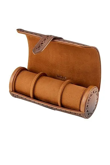 Wolf Brogue Triple Watch Roll - Burnished Brown