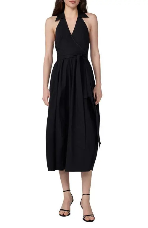 Diane Von Furstenberg Nova Halter Neck Cotton Midi Dress - Black