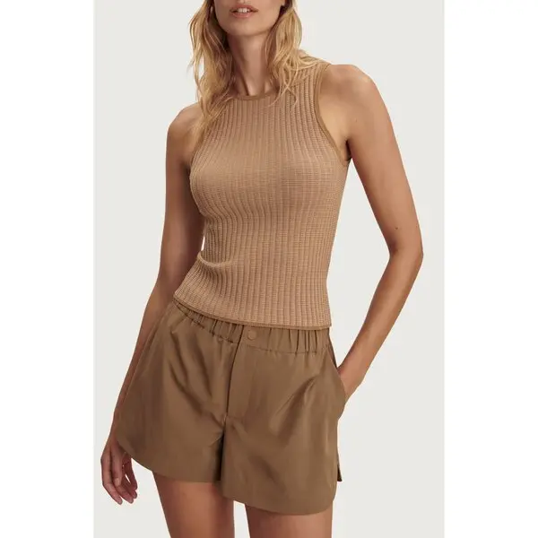 Varley Hanson Rib Knit Tank - Mid Tan