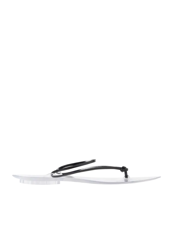 Alaïa Transparent Jelly Sandals With Patent Leather Thong Strap - Black
