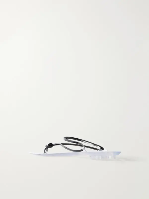 Alaïa Transparent Jelly Sandals With Patent Leather Thong Strap - Black
