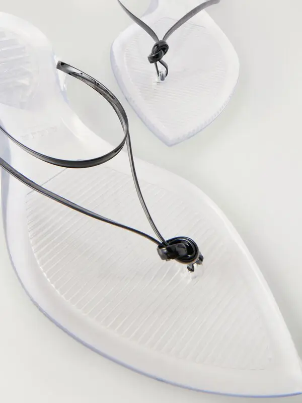Alaïa Transparent Jelly Sandals With Patent Leather Thong Strap - Black