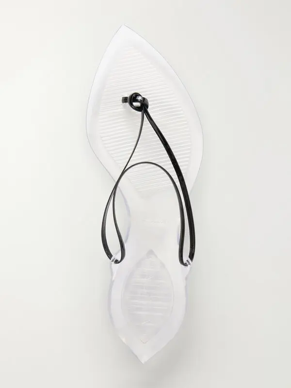 Alaïa Transparent Jelly Sandals With Patent Leather Thong Strap - Black