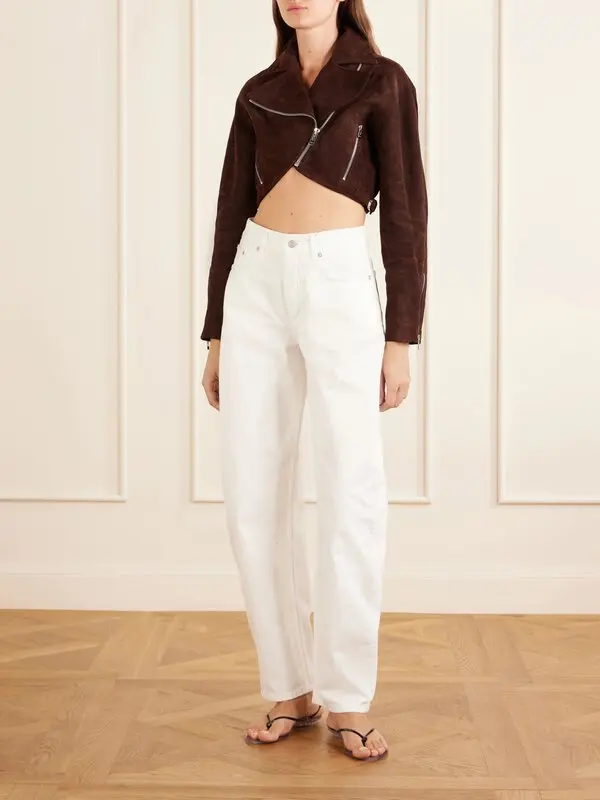 Alaïa Cropped Suede Biker Jacket