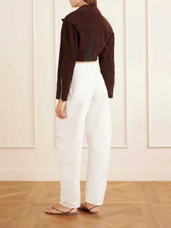 Alaïa Cropped Suede Biker Jacket