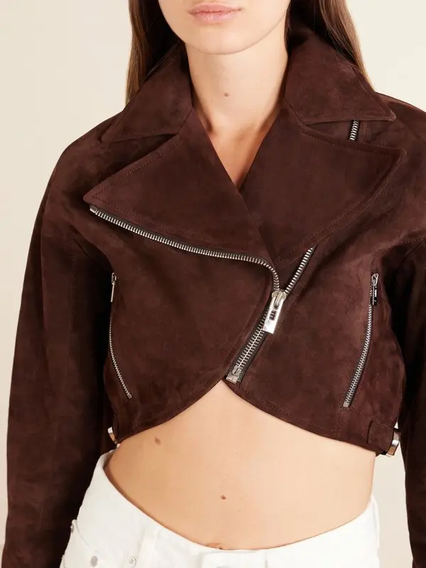 Alaïa Cropped Suede Biker Jacket