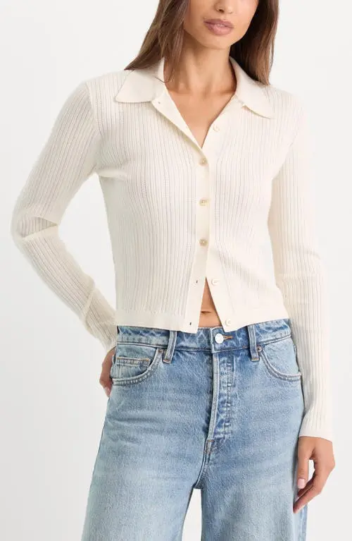Good American The Ladder Rib Cardigan - Chalk