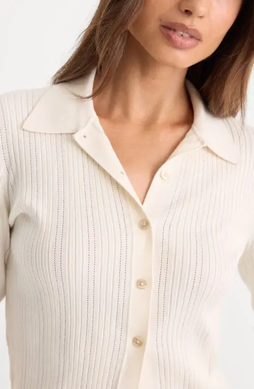 Good American The Ladder Rib Cardigan - Chalk