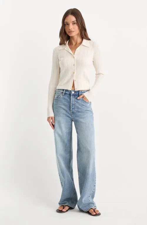 Good American The Ladder Rib Cardigan - Chalk