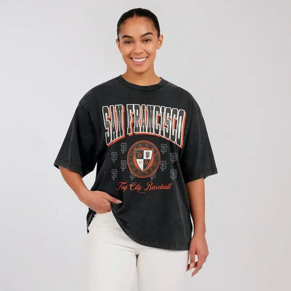 WEAR BY ERIN ANDREWS San Francisco Giants Oversized Boyfriend T-shirt - Black