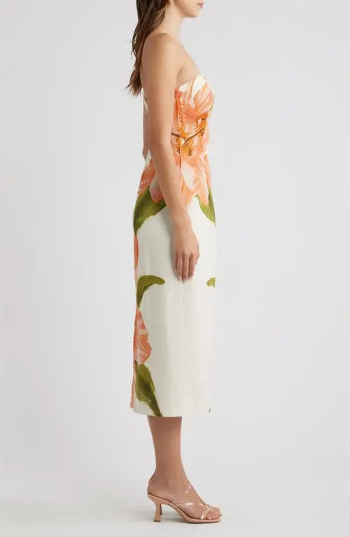 FLYING TOMATO Strapless Sheath Dress With Floral Print