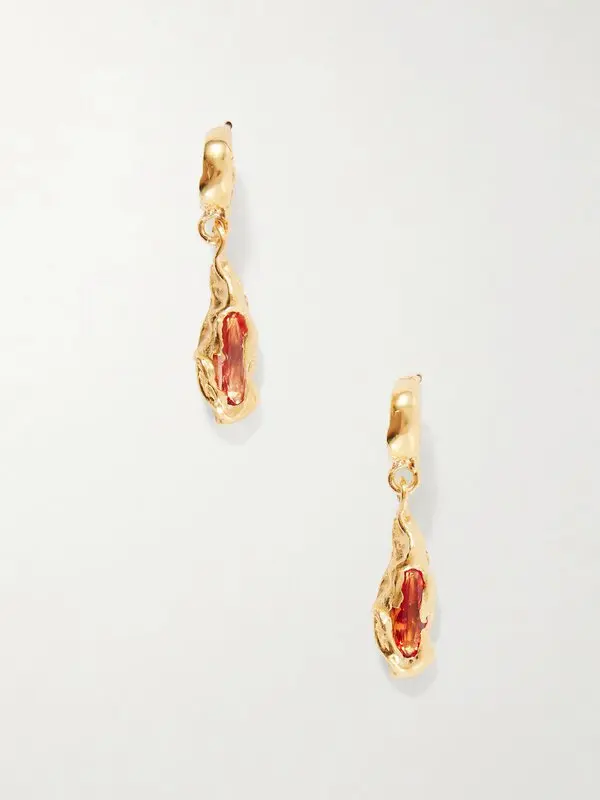 SIMUERO Gold Plated Citrine Drop Earrings - Red