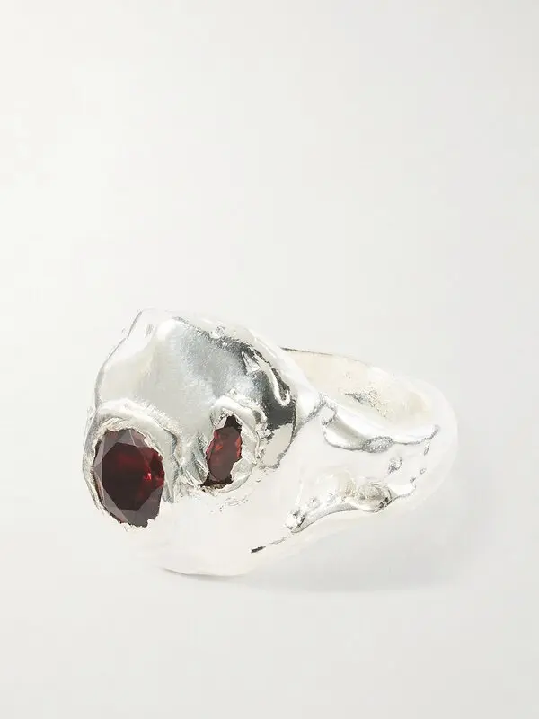 SIMUERO Sterling And Garnet Ring - Silver