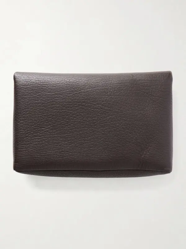 Saint Laurent Cassandre Large Textured-leather Clutch - Brown