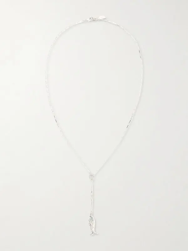LOREN STEWART Sterling And Aquamarine Pesca Lariat Necklace - Silver