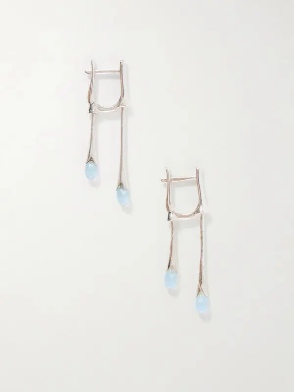 LOREN STEWART Sterling And Chalcedony Hoop Earrings - Silver
