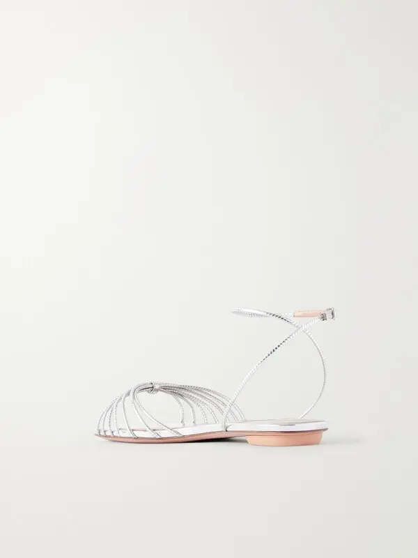 AQUAZZURA Anima Metallic Leather Sandals
