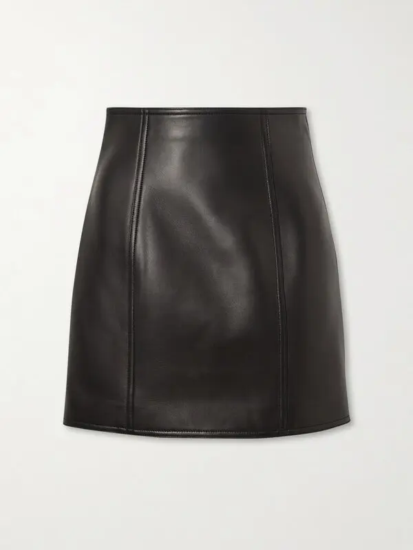 Balmain Paneled Leather Mini Skirt