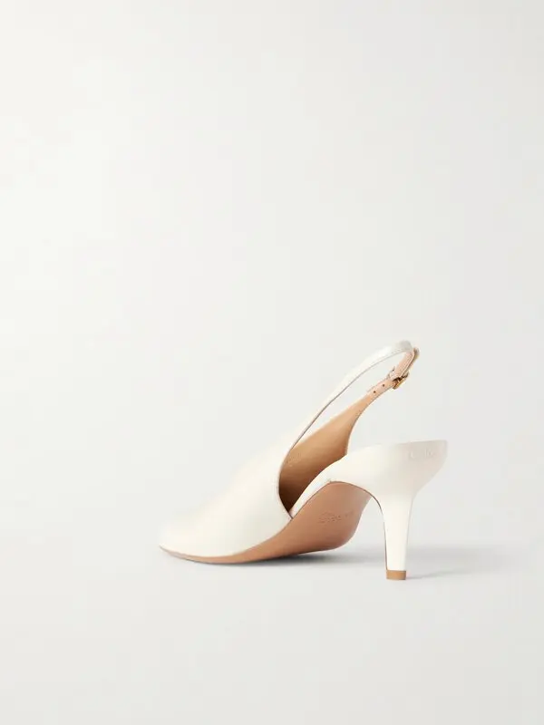 Chloé Suzie Leather Slingback Pumps - White