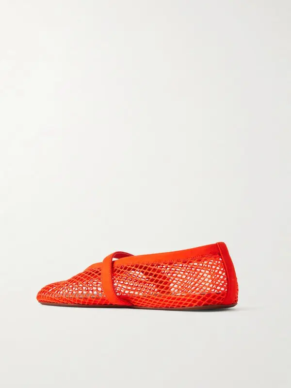 Alaïa Suede-trimmed Mesh Ballet Flats - Red
