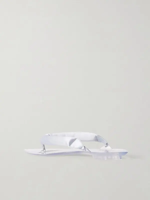Alaïa Jelly Satin-trimmed Flip Flops - Gray