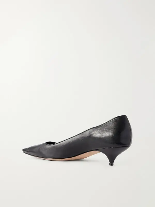 THE ROW Liisa Kitten Three Leather Pumps - Black