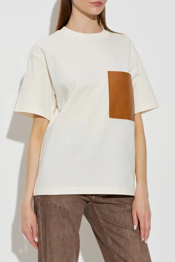 Bottega Veneta Cotton T-shirt With Leather Pocket