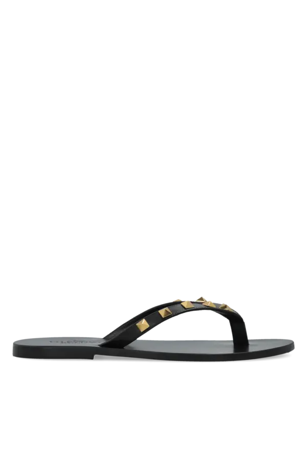 Valentino Garavani Leather Slides With Studs - Black