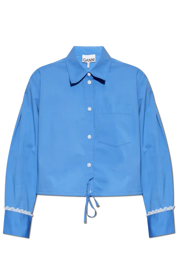 GANNI Oversize" Shirt With Pocket - Blue