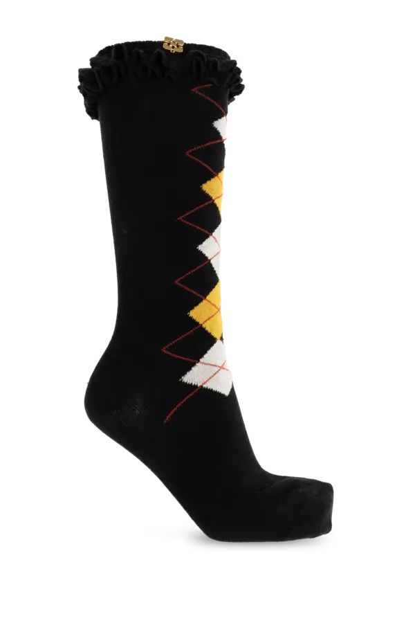 GANNI Socks With Ruffle - Black