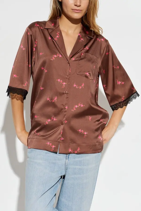 GANNI Shirt With Floral Motif
