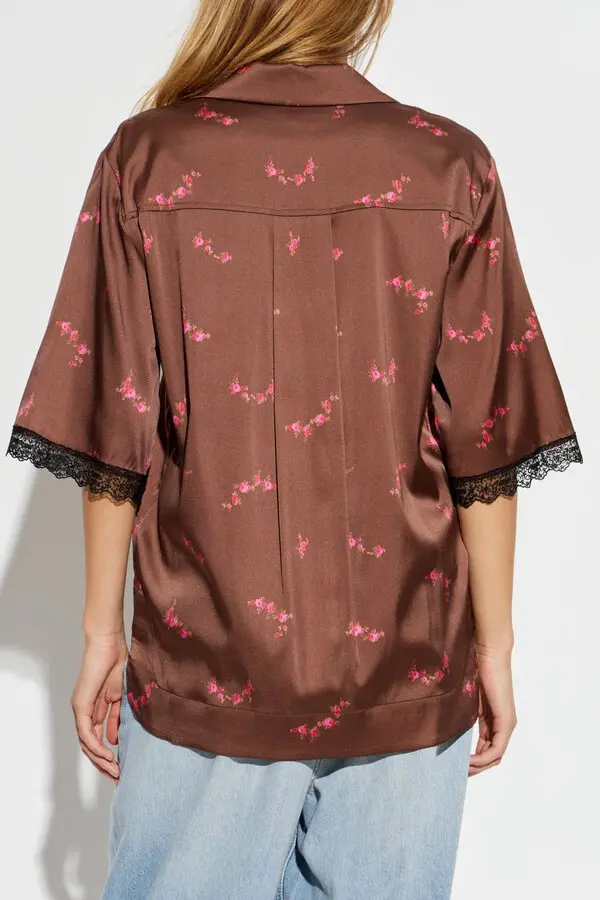 GANNI Shirt With Floral Motif