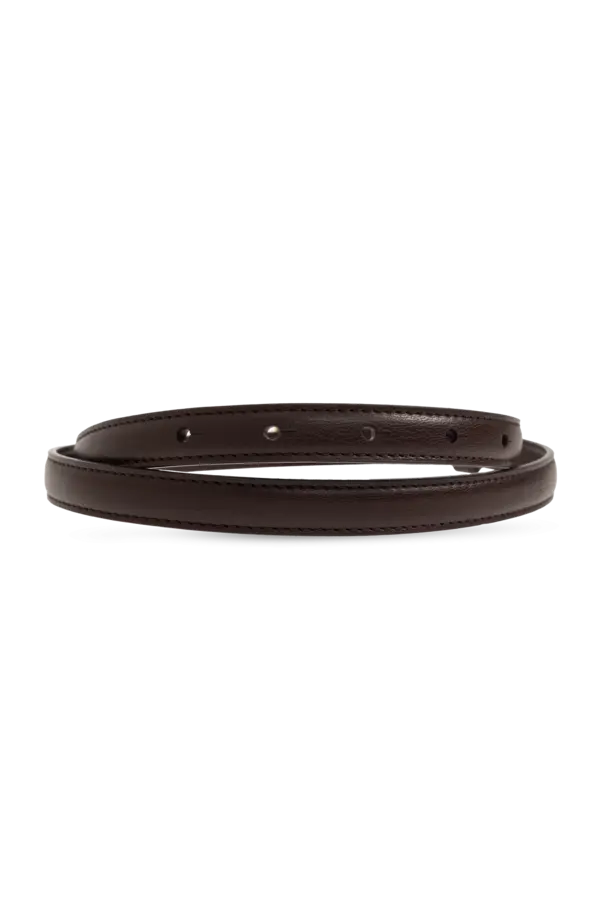 GANNI Eco Leather Skinny Belt With Gold Buckle