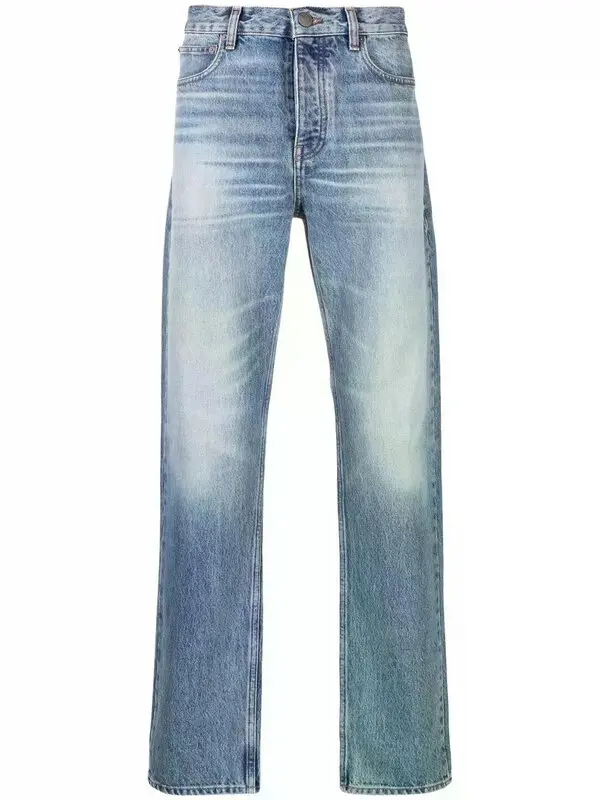 FRAME Washed Straight-leg Jeans - Blue