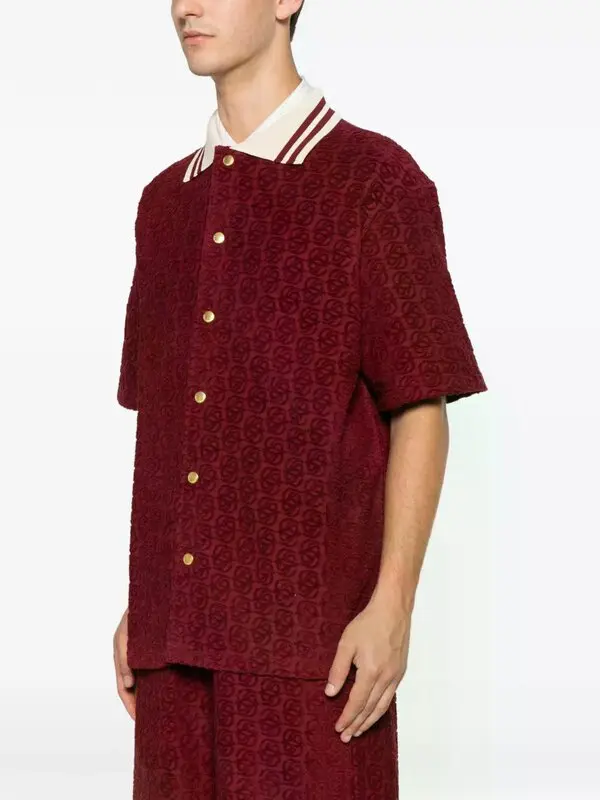 Drole De Monsieur Monogram-jacquard Striped-collar Shirt