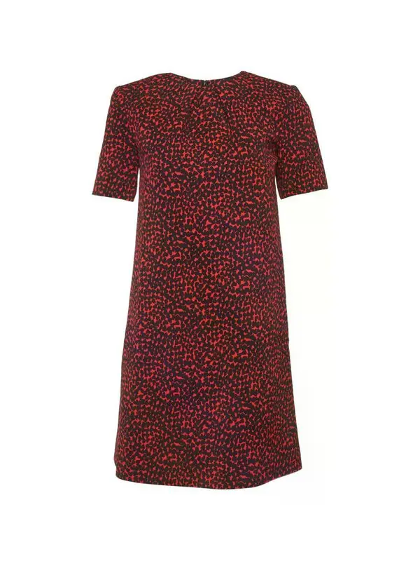 Saint Laurent Heart-print Crepe Mini Dress - Red
