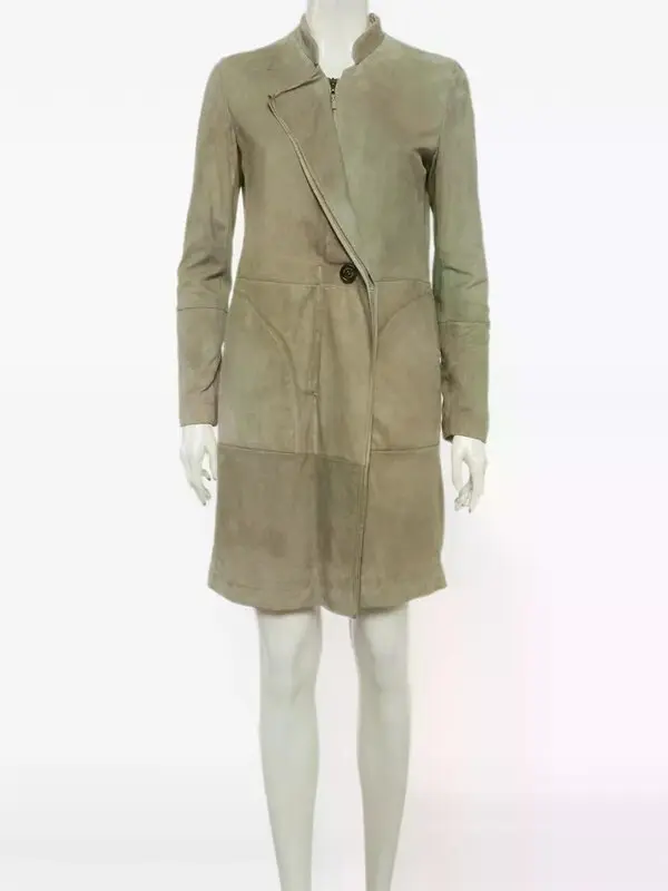 Brunello Cucinelli Green Suede Stand-up Collar Jacket