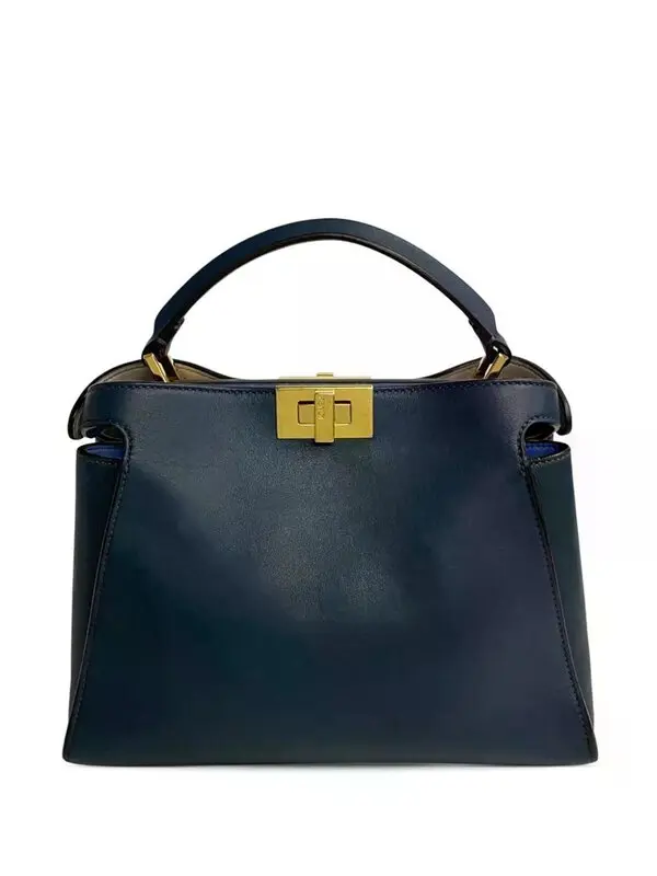 Fendi Leather Iconic Essentially Peekaboo Satchel - Blue