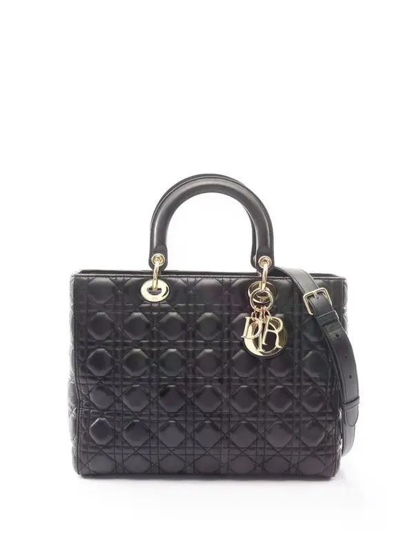 Dior Lambskin Cannage Lady Satchel - Black