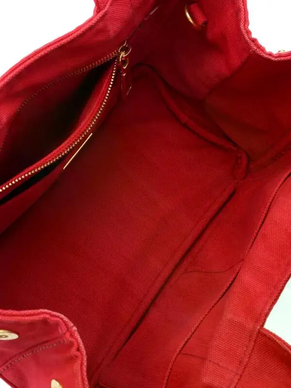 Prada Canapa Logo Tote Satchel - Red
