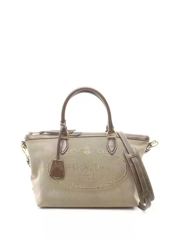 Prada Canapa Logo Jacquard Tote Bag